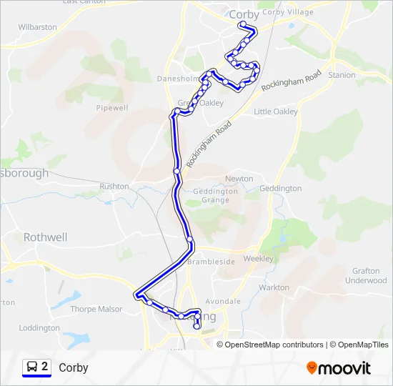 2 Route: Schedules, Stops & Maps - Corby (Updated)