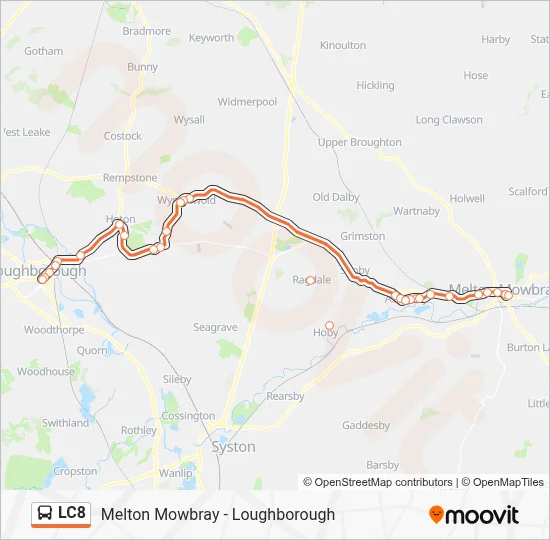 LC8 Route: Schedules, Stops & Maps - Melton Mowbray (Updated)