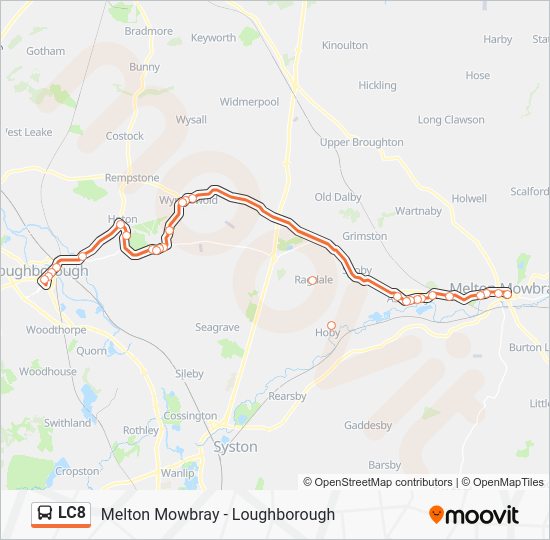 LC8 Route: Schedules, Stops & Maps - Loughborough (Updated)