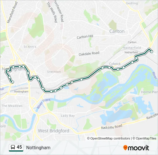 45 Route: Schedules, Stops & Maps - Nottingham (Updated)