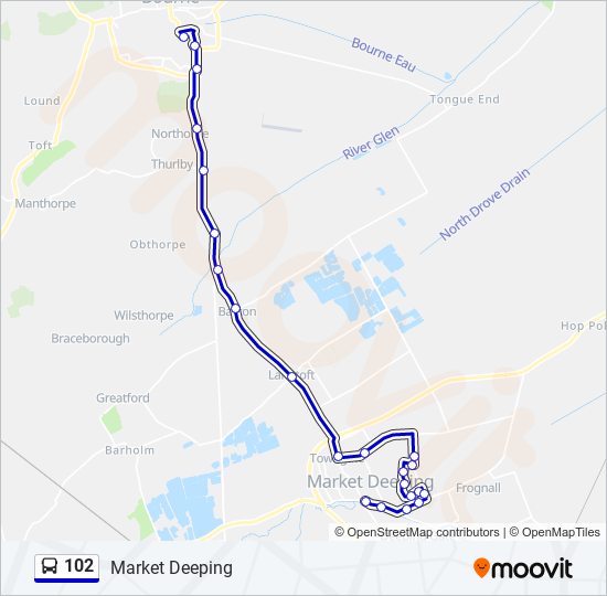 102 Route: Schedules, Stops & Maps - Market Deeping (Updated)