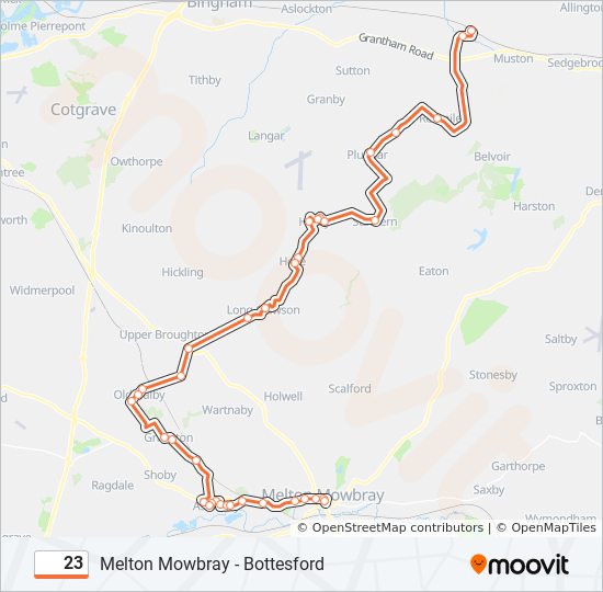 23 Route: Schedules, Stops & Maps - Melton Mowbray (Updated)