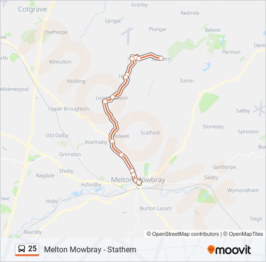 25 Route: Schedules, Stops & Maps - Melton Mowbray (Updated)