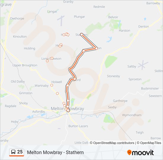 25 Route: Schedules, Stops & Maps - Melton Mowbray (Updated)