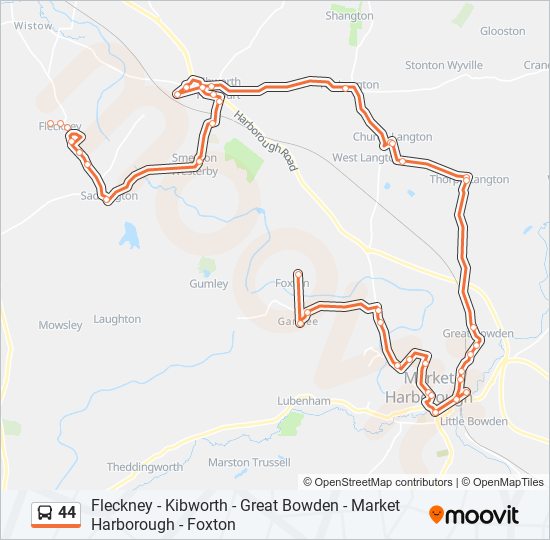 44 Route: Schedules, Stops & Maps - Fleckney (Updated)