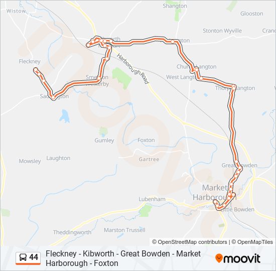44 Route: Schedules, Stops & Maps - Market Harborough (Updated)