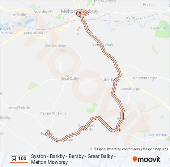 100 Route: Schedules, Stops & Maps - Melton Mowbray (Updated)