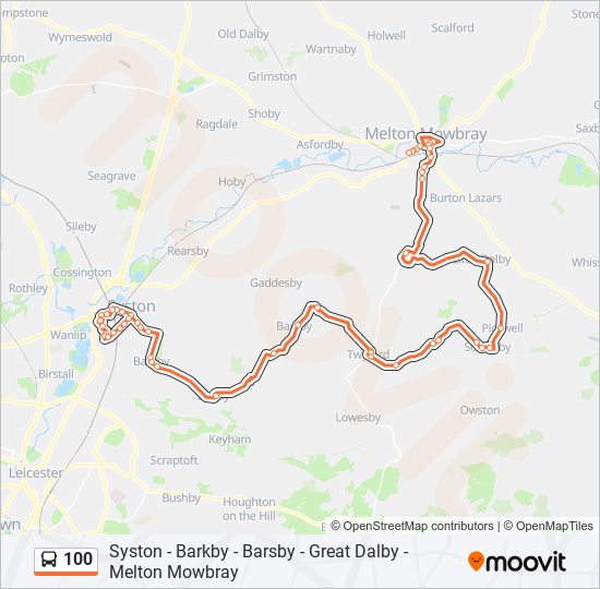 100 Route: Schedules, Stops & Maps - Melton Mowbray (Updated)