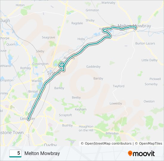 5 Route: Schedules, Stops & Maps - Melton Mowbray (Updated)