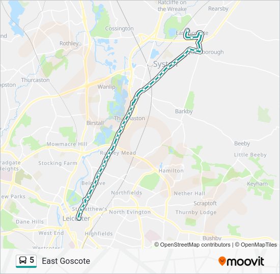 5 Route: Schedules, Stops & Maps - East Goscote (Updated)