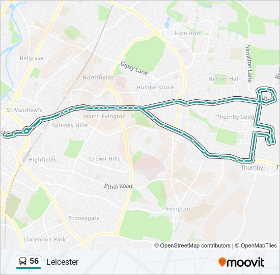56 Route: Schedules, Stops & Maps - Leicester (Updated)