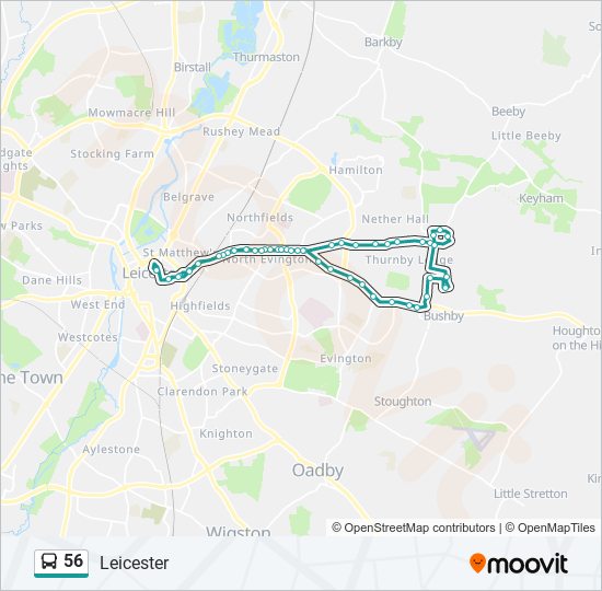 56 Route: Schedules, Stops & Maps - Leicester (Updated)