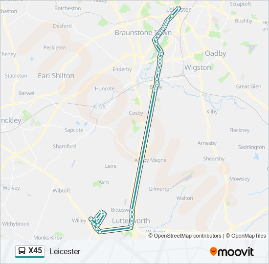 x45 Route: Schedules, Stops & Maps - Leicester (Updated)