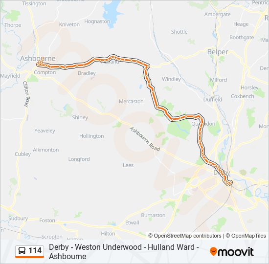114 Route: Schedules, Stops & Maps - Derby (Updated)