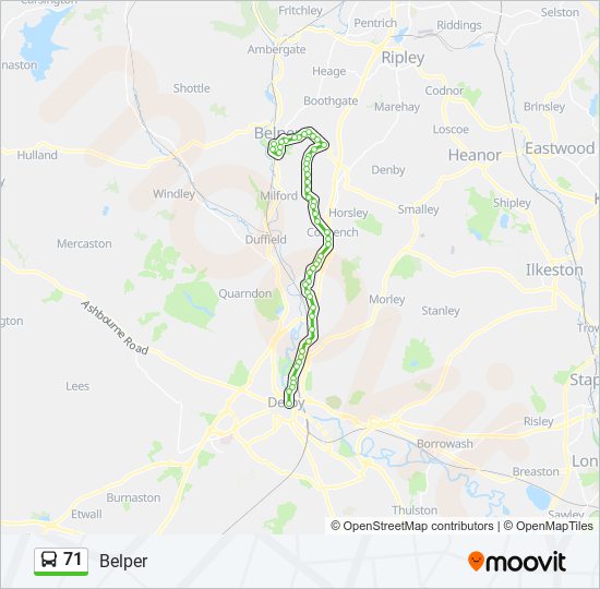 71 Route: Schedules, Stops & Maps - Belper (Updated)