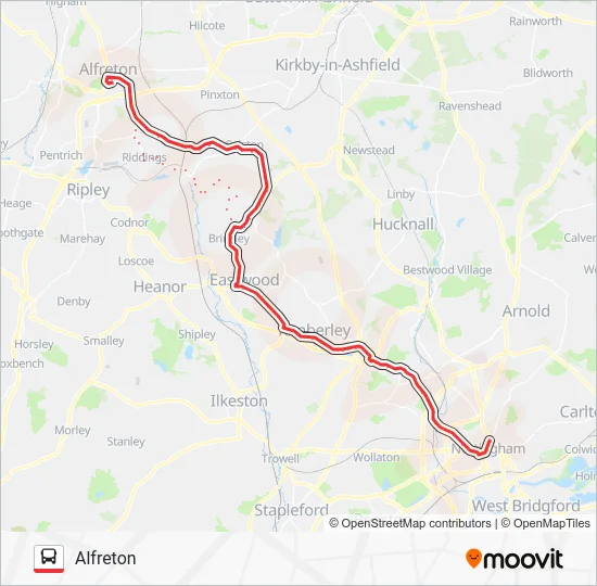 RAINBOW ONE Route: Schedules, Stops & Maps - Alfreton (Updated)