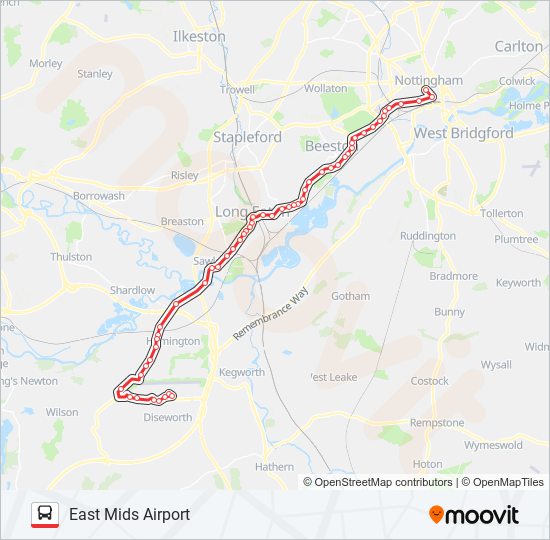 skylink nottingham Route: Schedules, Stops & Maps - East Mids Airport ...