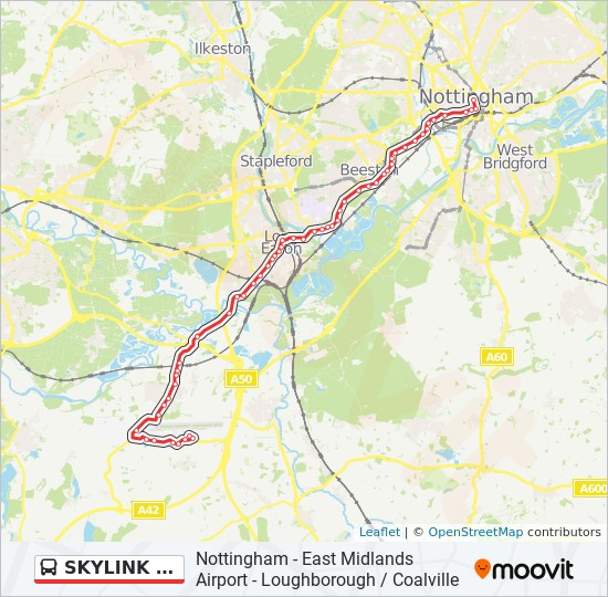 SKYLINK NOTTINGHAM Route: Schedules, Stops & Maps - East Midlands Airport