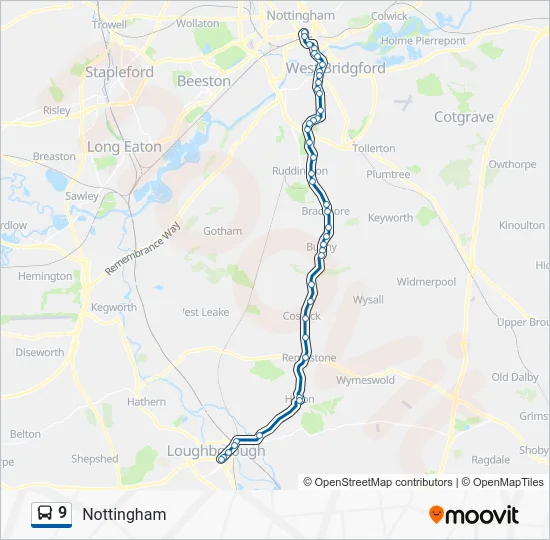 9 Route: Schedules, Stops & Maps - Nottingham (Updated)