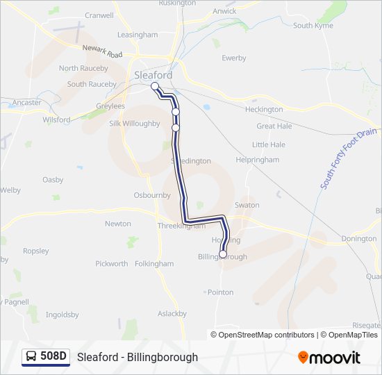 508d Route: Schedules, Stops & Maps - Billingborough (Updated)