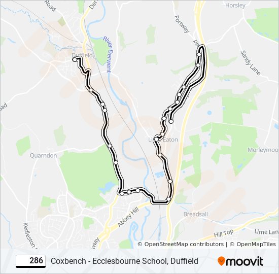 286 Route: Schedules, Stops & Maps - Little Eaton (Updated)