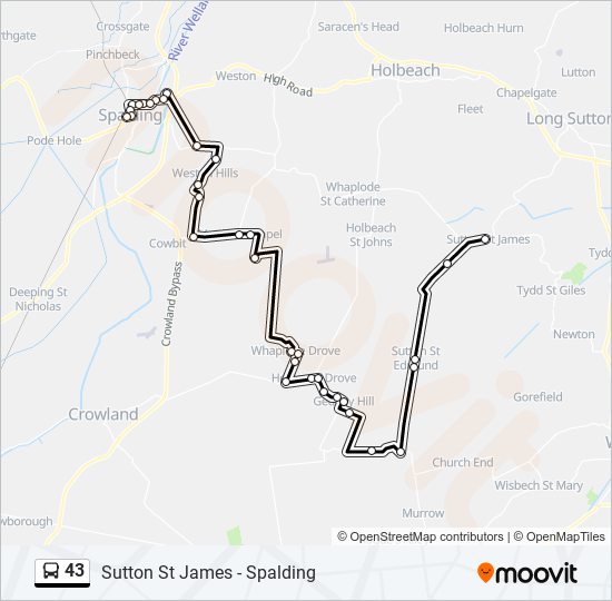 43 Route: Schedules, Stops & Maps - Sutton St James (Updated)