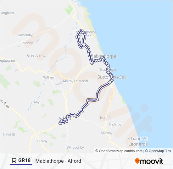 GR18 Route: Schedules, Stops & Maps - Mablethorpe (Updated)