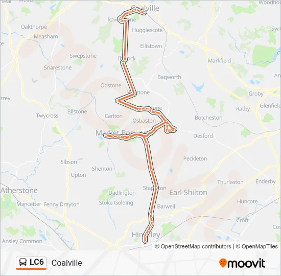 LC6 Route: Schedules, Stops & Maps - Coalville (Updated)