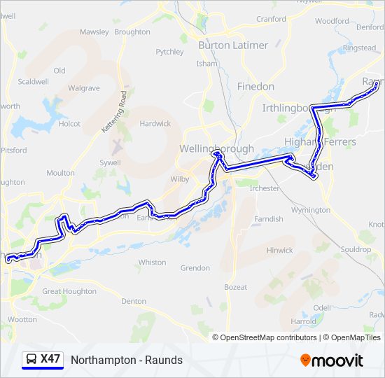 x47 Route: Schedules, Stops & Maps - Raunds (Updated)