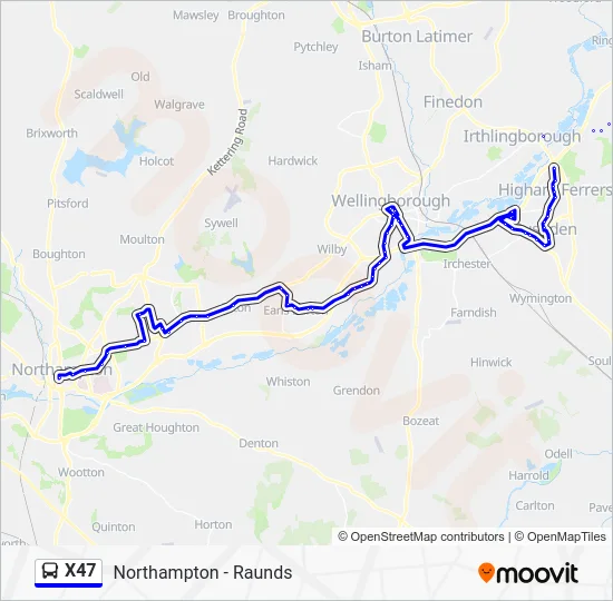 X47 Route: Schedules, Stops & Maps - Northampton (Updated)