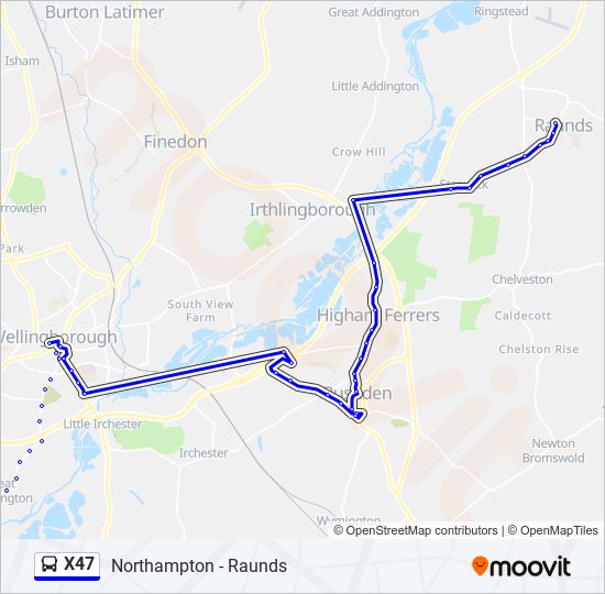 x47 Route: Schedules, Stops & Maps - Raunds (Updated)