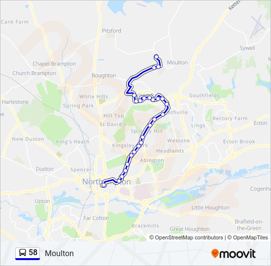 58 Route: Schedules, Stops & Maps - Moulton (Updated)
