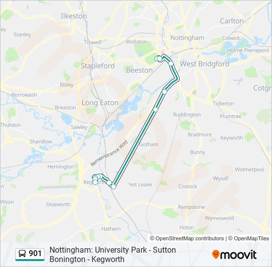 901 Route: Schedules, Stops & Maps - Kegworth (Updated)