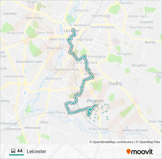 44 Route: Schedules, Stops & Maps - Leicester (Updated)