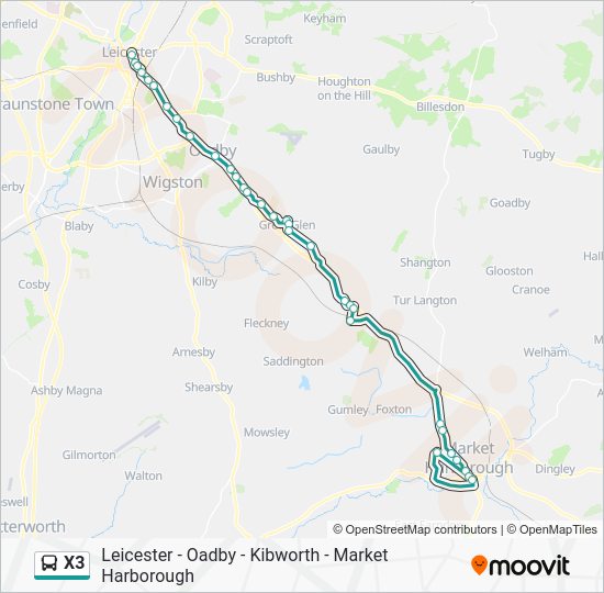 X3 Route: Schedules, Stops & Maps - Market Harborough (Updated)