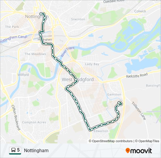 5 Route: Schedules, Stops & Maps - Nottingham (Updated)
