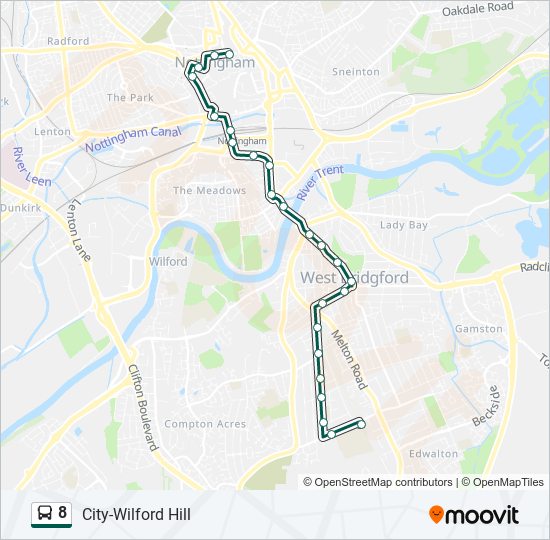 8 Route: Schedules, Stops & Maps - West Bridgford (Updated)
