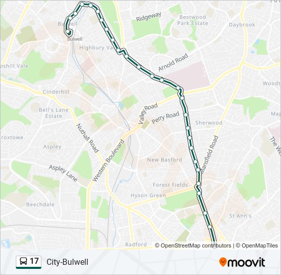 17 Route: Schedules, Stops & Maps - Bulwell (Updated)