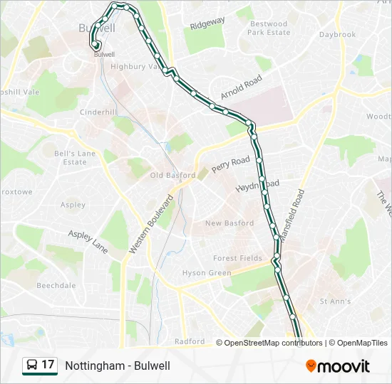 17 Route: Schedules, Stops & Maps - Bulwell (Updated)