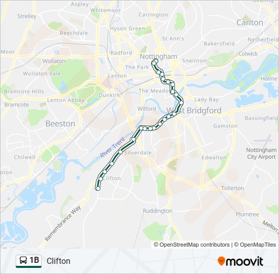 1b Route: Schedules, Stops & Maps - Clifton (Updated)