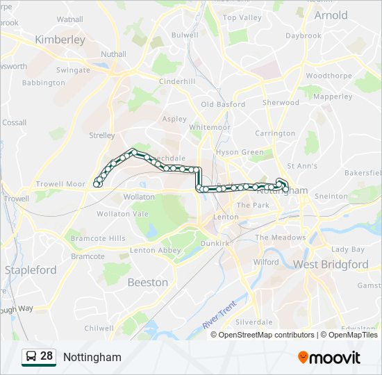 28 Route: Schedules, Stops & Maps - Nottingham (Updated)