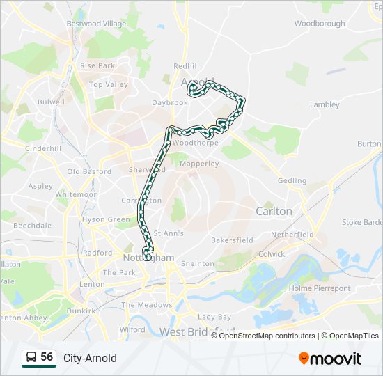 56 Route: Schedules, Stops & Maps - Nottingham (Updated)