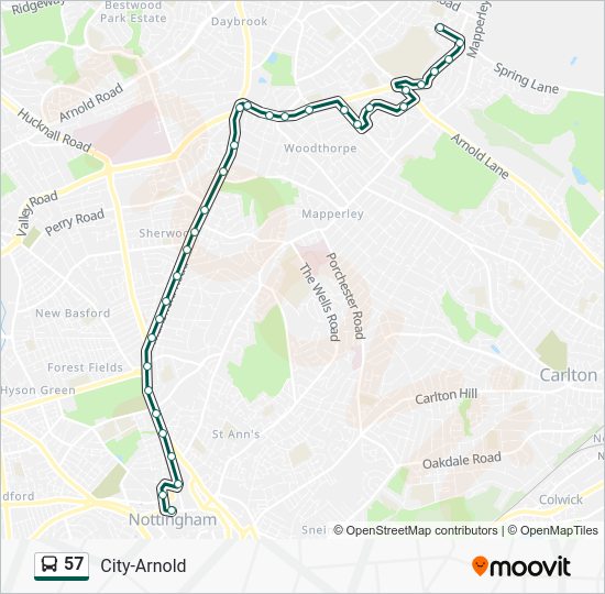 57 Route: Schedules, Stops & Maps - Nottingham (Updated)