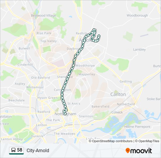 58 Route: Schedules, Stops & Maps - Nottingham (Updated)