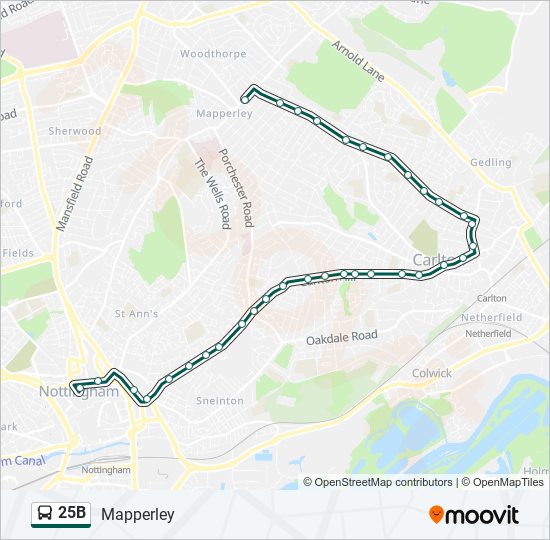 25b Route: Schedules, Stops & Maps - Mapperley (Updated)