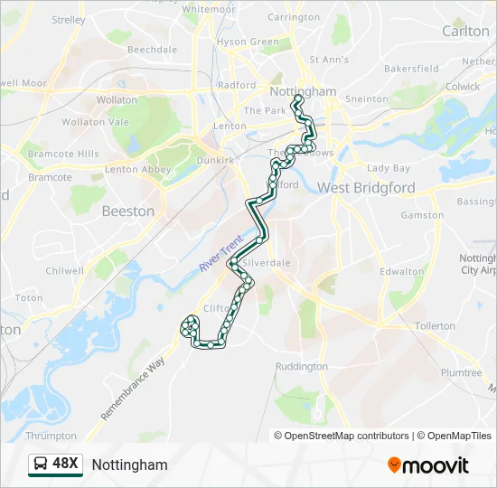 48X Route: Schedules, Stops & Maps - Nottingham (Updated)