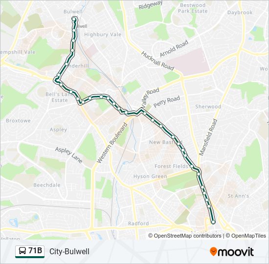 71b Route: Schedules, Stops & Maps - Bulwell (Updated)