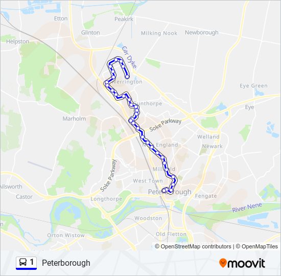 1 Route: Schedules, Stops & Maps - Peterborough (Updated)