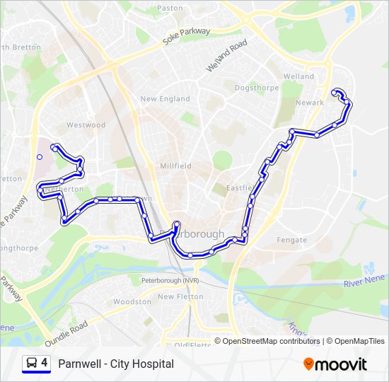 4 Route: Schedules, Stops & Maps - Parnwell (Updated)
