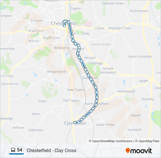 54 Route: Schedules, Stops & Maps - Clay Cross (Updated)